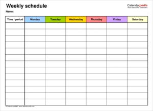 Free Printable 7-day Week Schedule Template