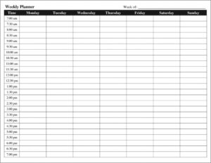 Free Printable 7-day Week Schedule Template