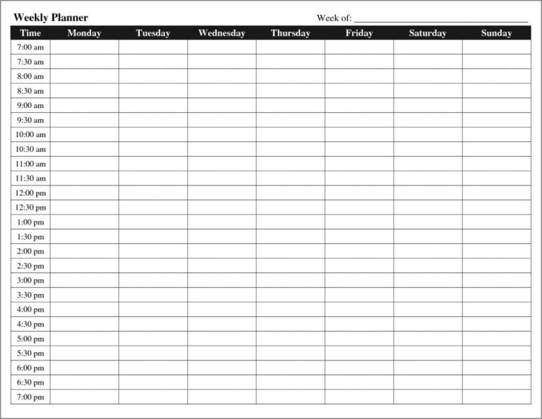 Free Printable 7-day Week Schedule Template