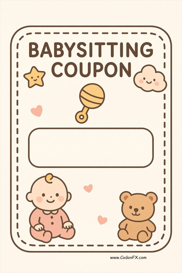 Free Printable Babysitting Coupon Template