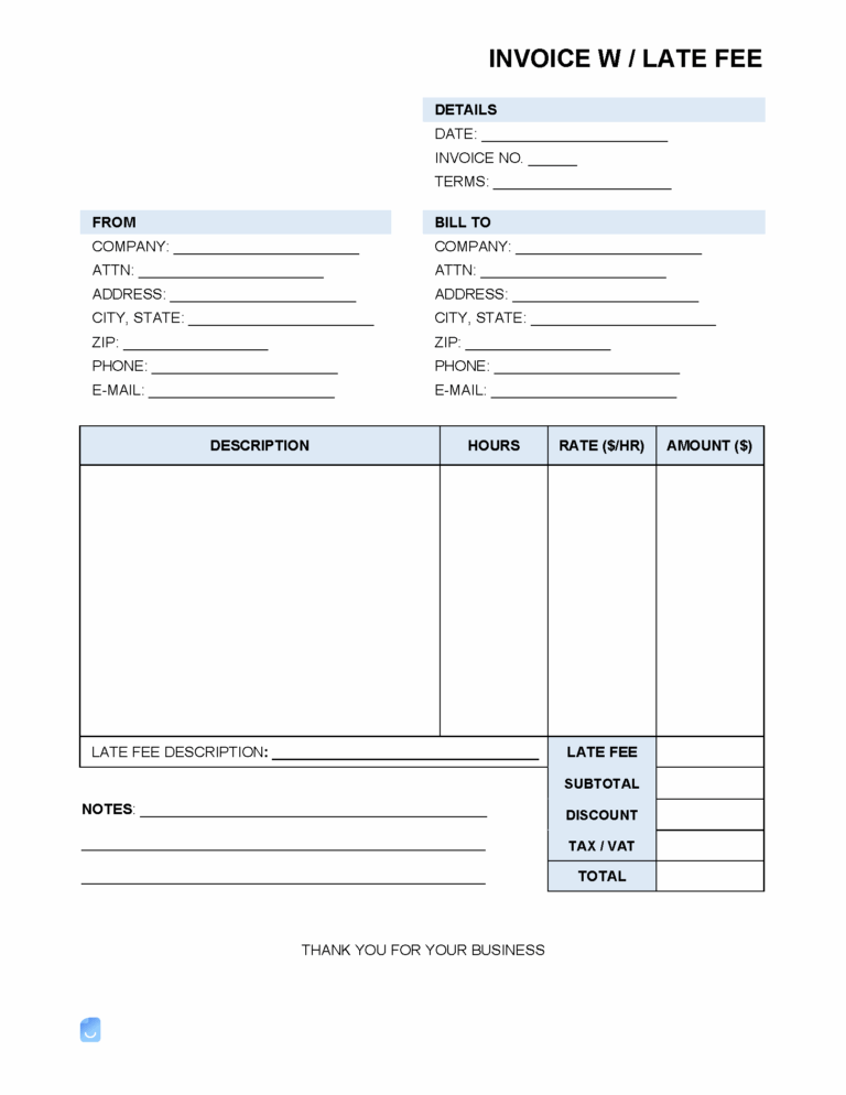 Free Printable Billing Invoice Template