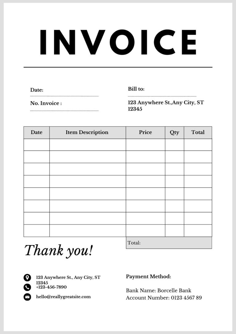 Free Printable Business Invoice Template
