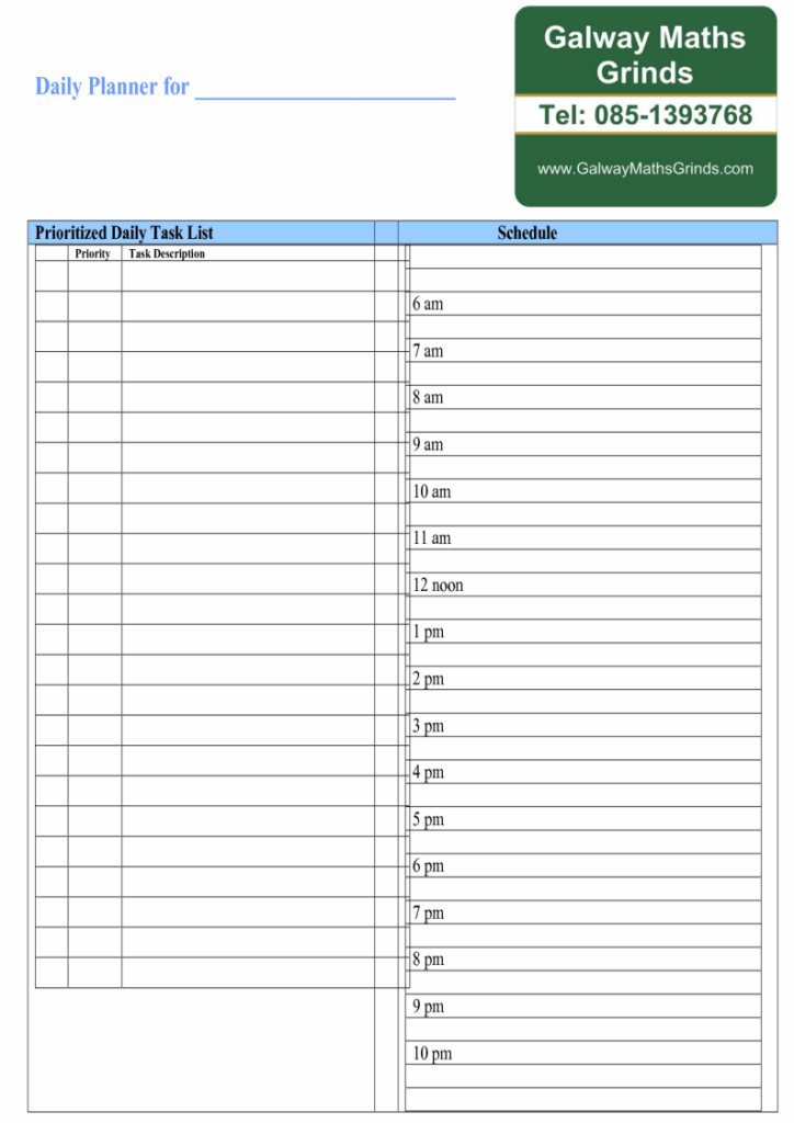 Free Printable Daily Timetable Template