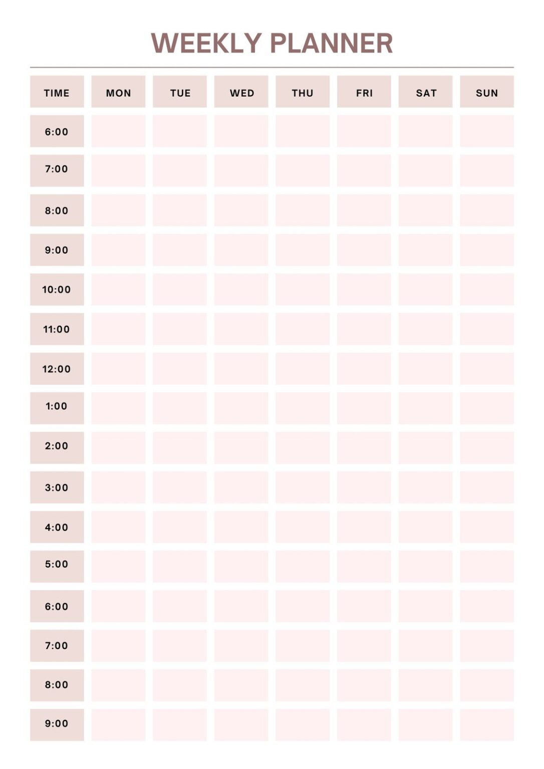 Free Printable Daily Timetable Template