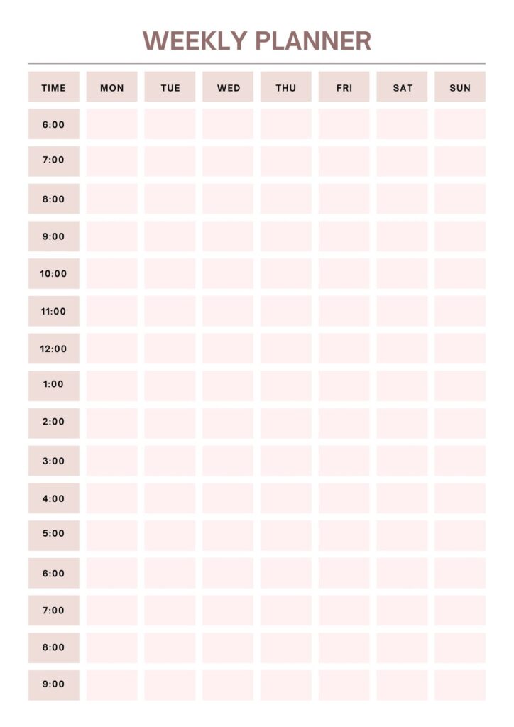 Free Printable Daily Timetable Template