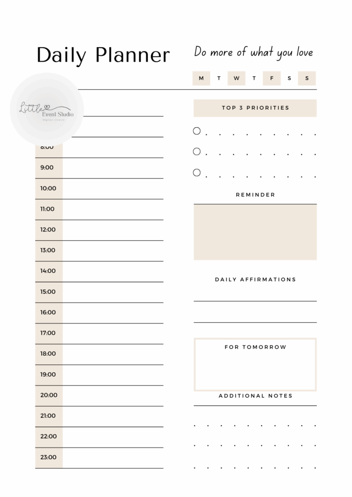 Free Printable Daily Timetable Template