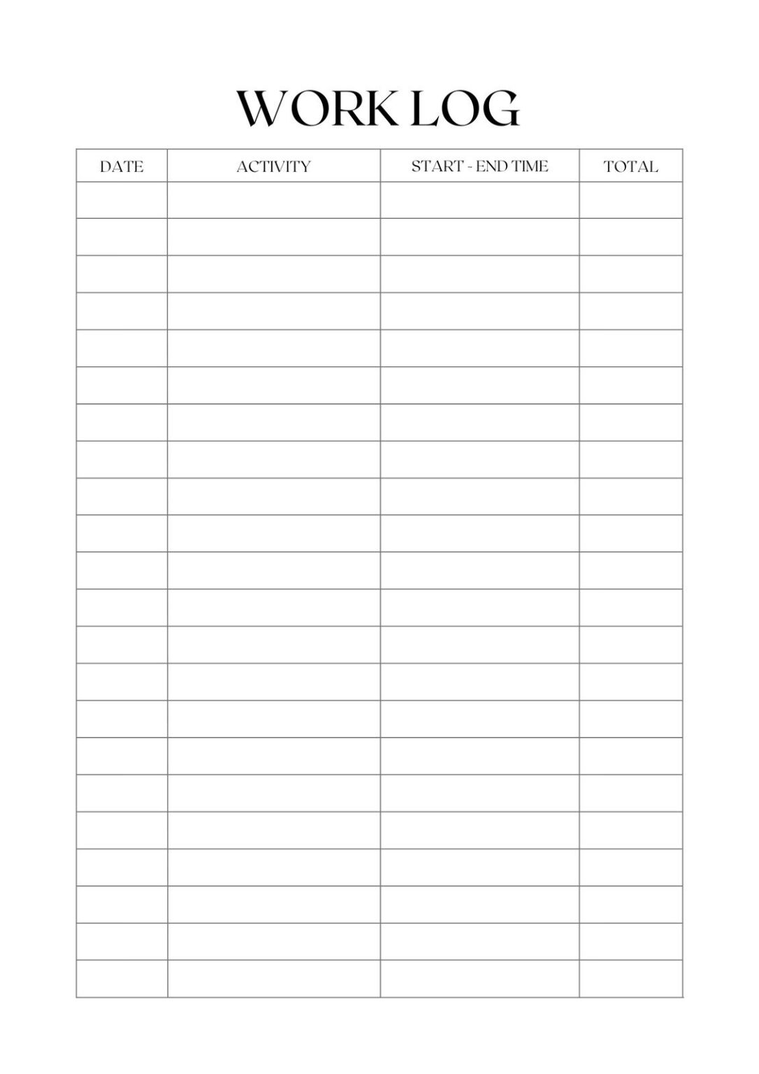 Free Printable Daily Work Log Template