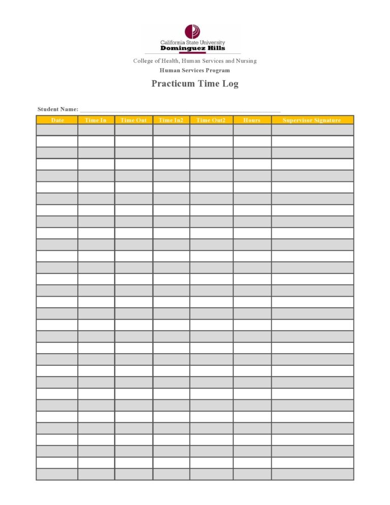 Free Printable Daily Work Log Template