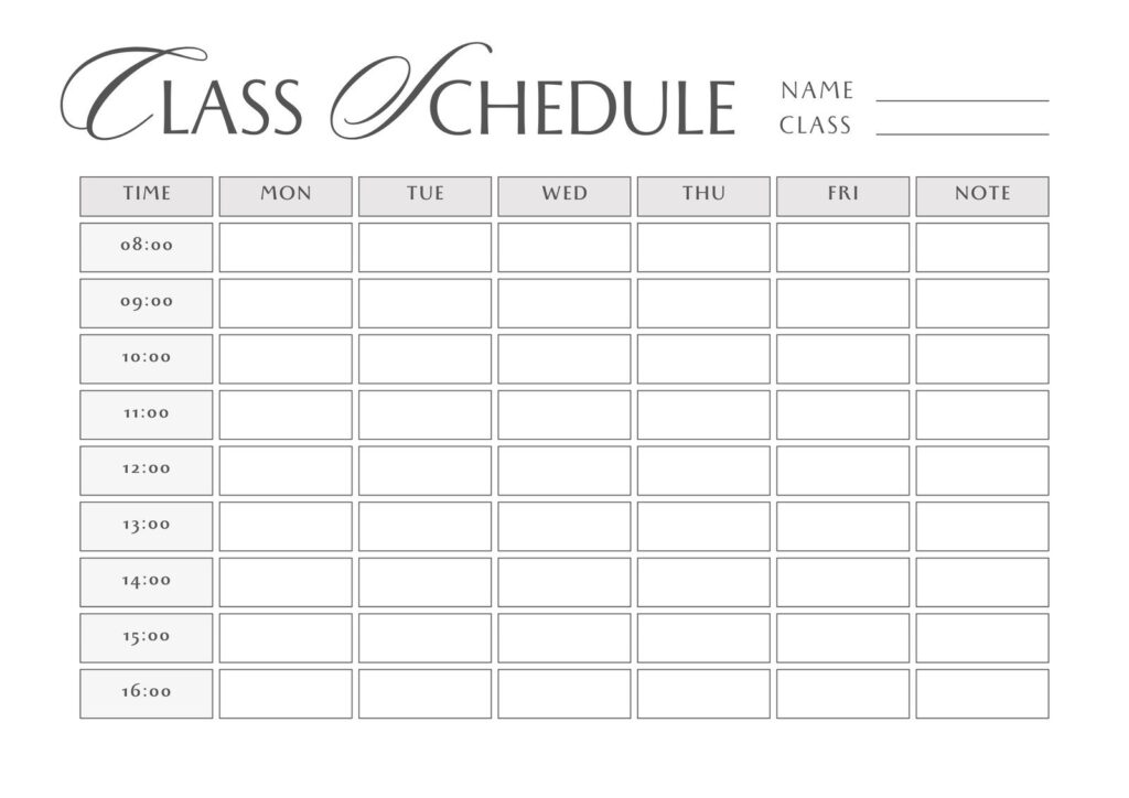 Free Printable School Timetable Template