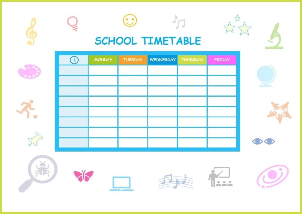 Free Printable School Timetable Template
