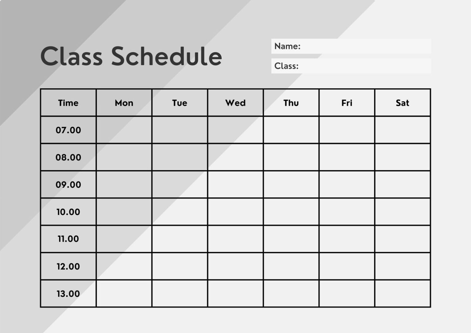 Free Printable School Timetable Template