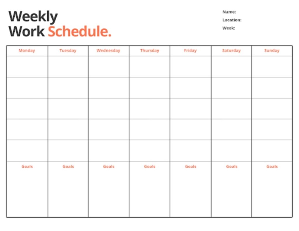 Free Printable Weekly Timetable Template