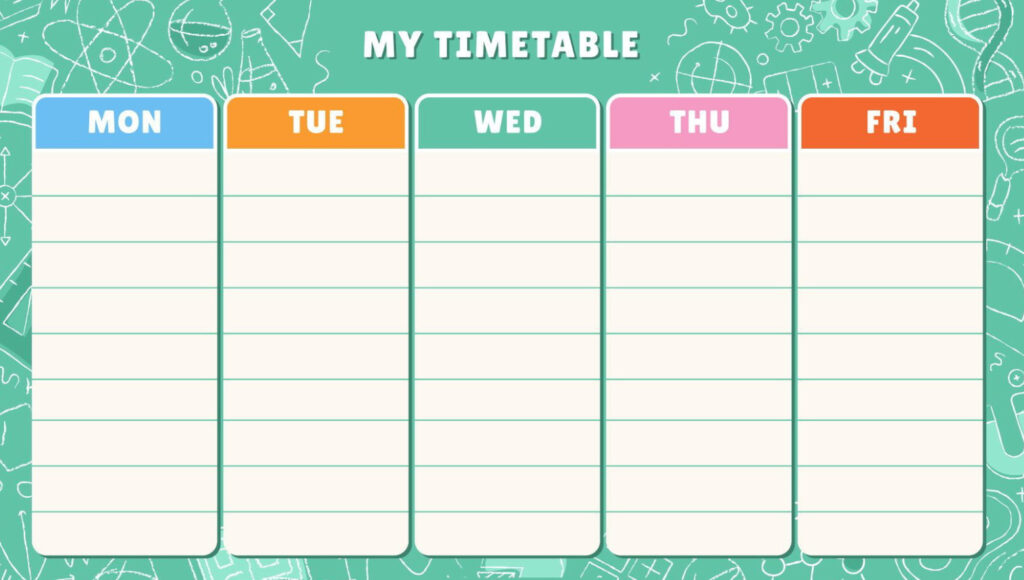 Free Printable Weekly Timetable Template