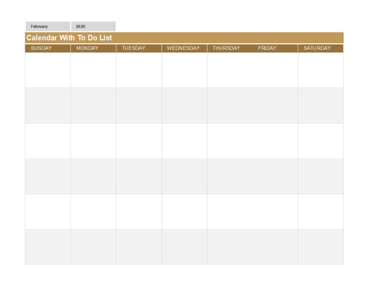 Printable Calendar With To-Do List Template