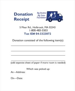 Charitable Contributions Receipt Template