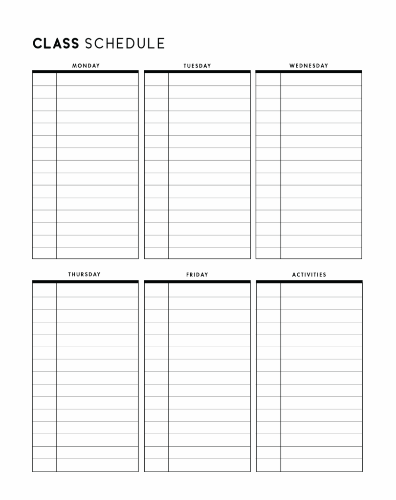 Free Printable Class Timetable Template