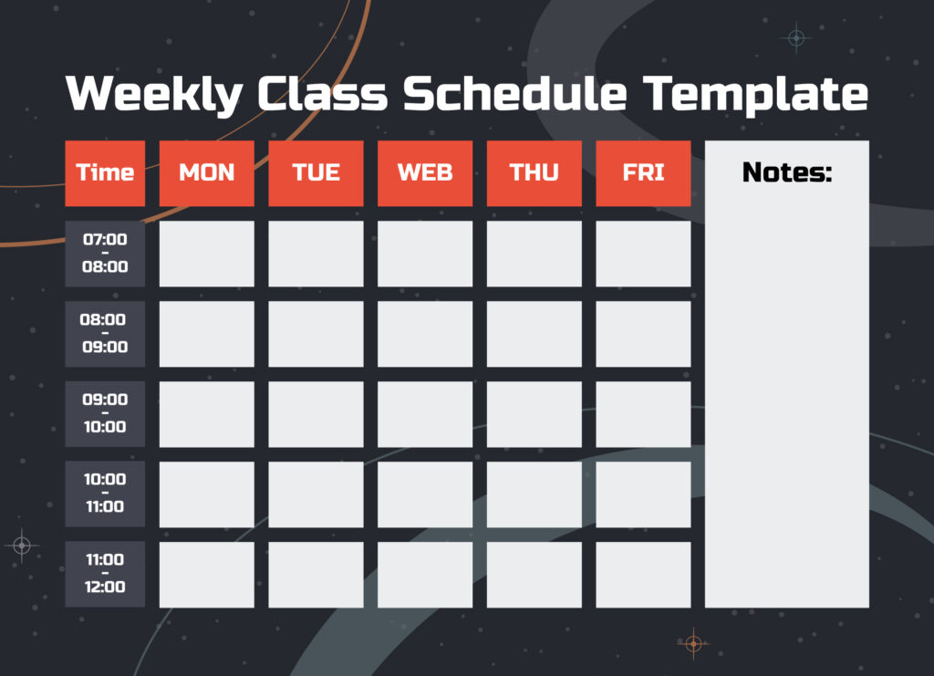 Free Printable Class Timetable Template