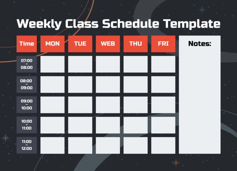 Free Printable Class Timetable Template