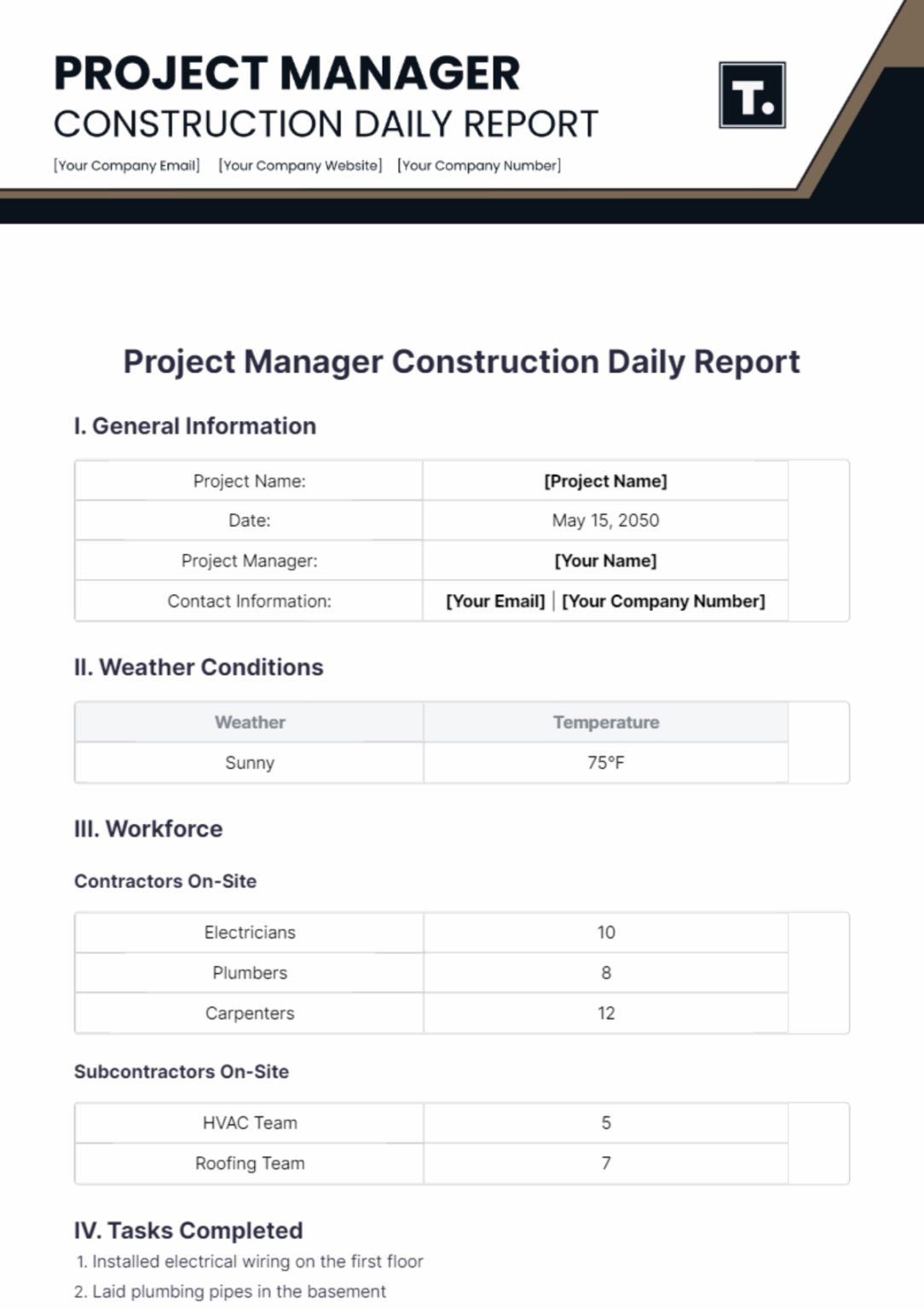 Construction Daily Report Template (Excel)