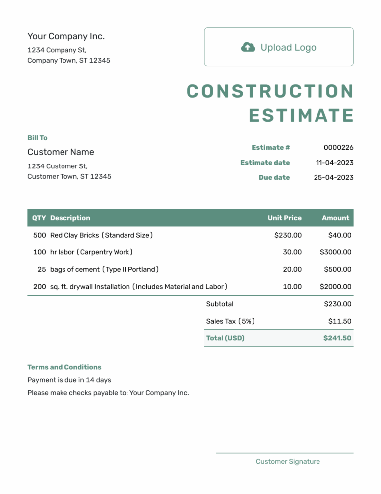 Contractor Estimate Form (Word)