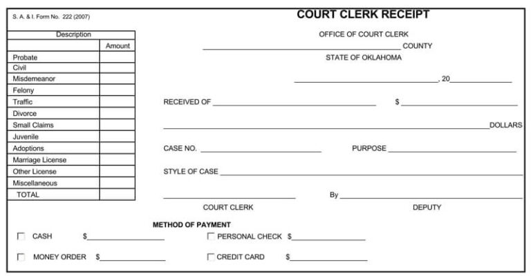 Court Payment Receipt Template
