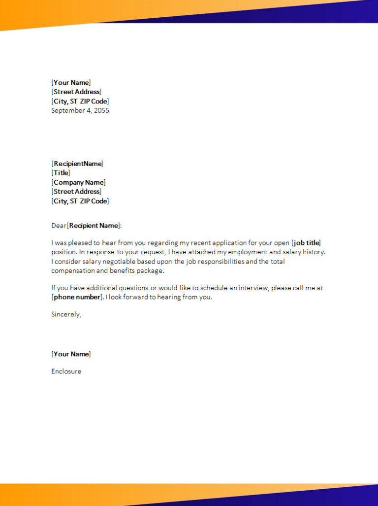Cover Letter Template For an Employment
