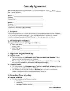 Customizable Custody Agreement Template