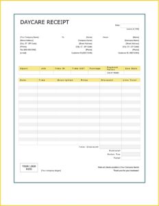 Day Care Receipt Template