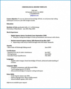 Editable Chronological Resume Template (Word)