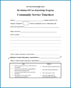Community Service Timesheet Template