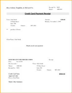 Credit Card Receipt Template
