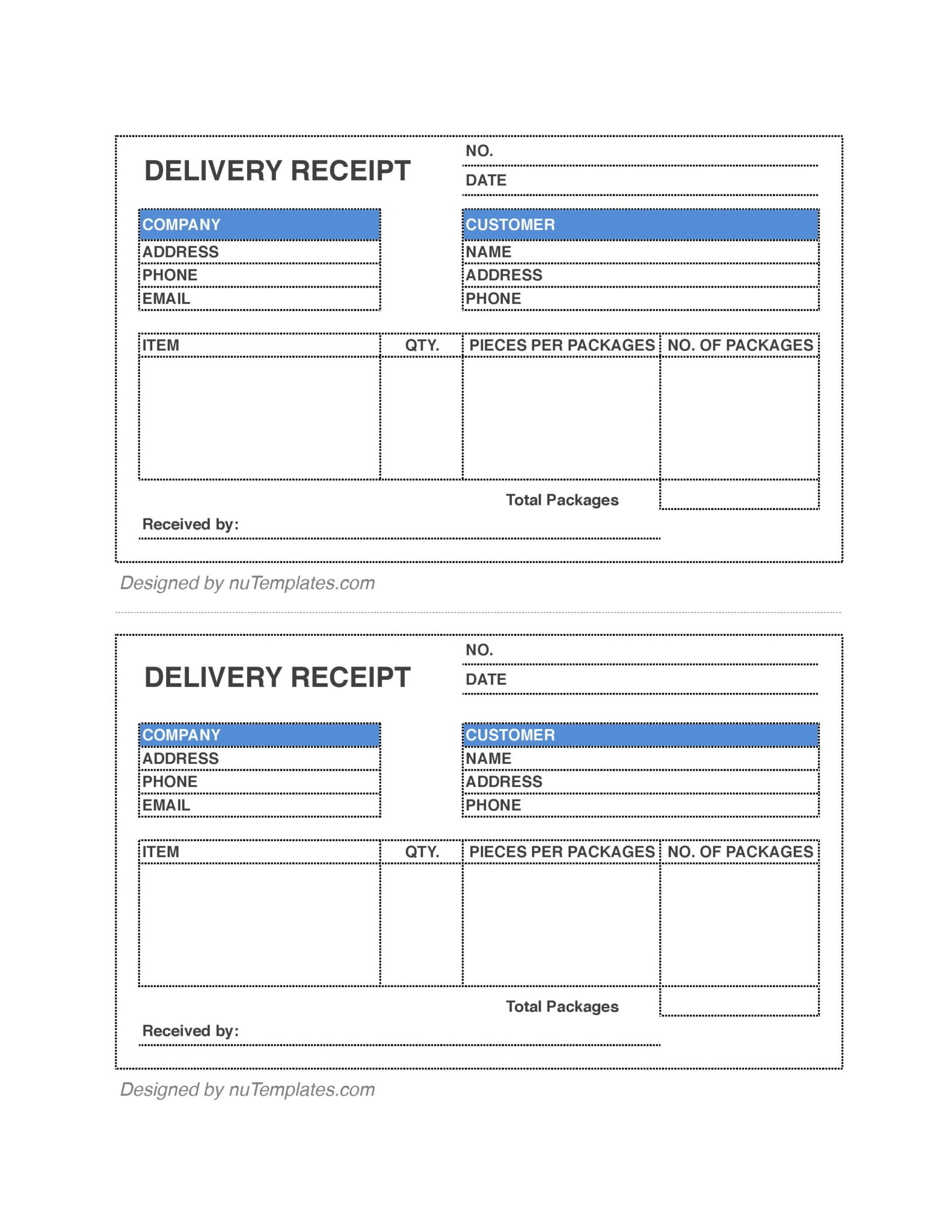 Delivery Receipt Template