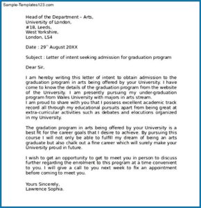 Graduate School Letter of Intent Template