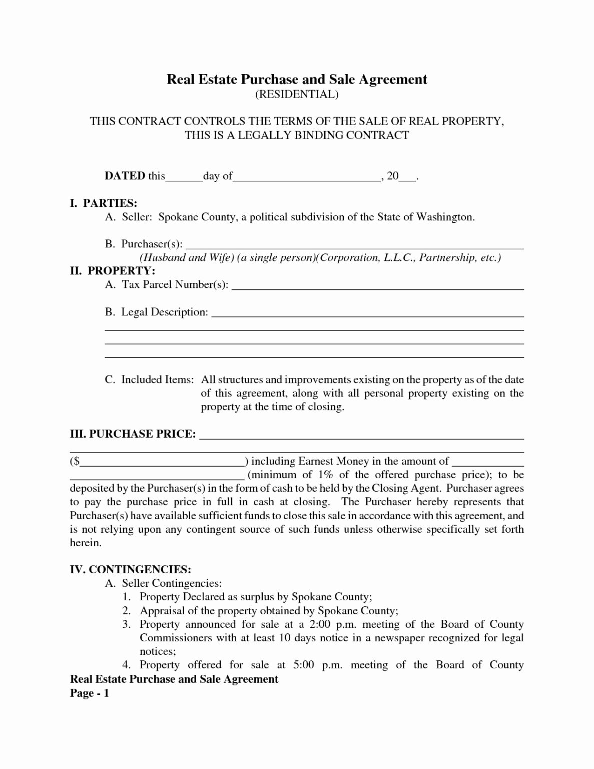 Home Purchase Agreement Template (Word)