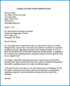 Law School Letter of Recommendation Template