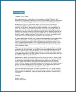 Letter of Reference for Student