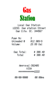 Printable Gas Receipt Template