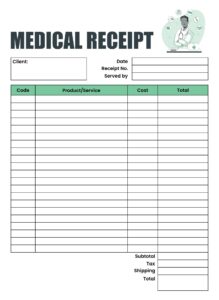 Printable Medical Receipt Template