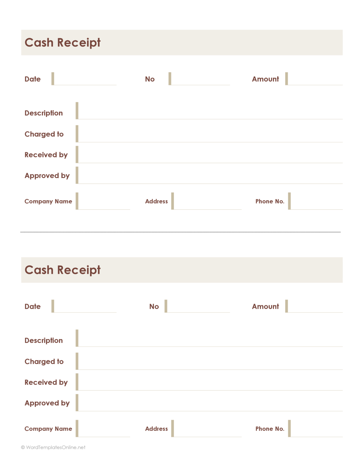 Printable Money Receipt Template