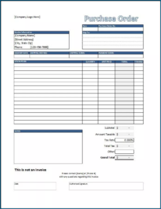 Printable Purchase Order Template