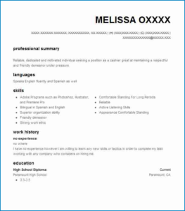 Resume Template With No Work Experience (Word)
