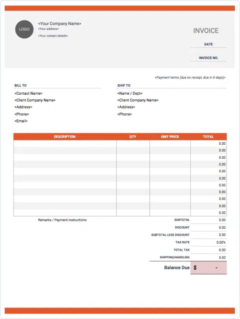 Free Printable Generic Invoice Template