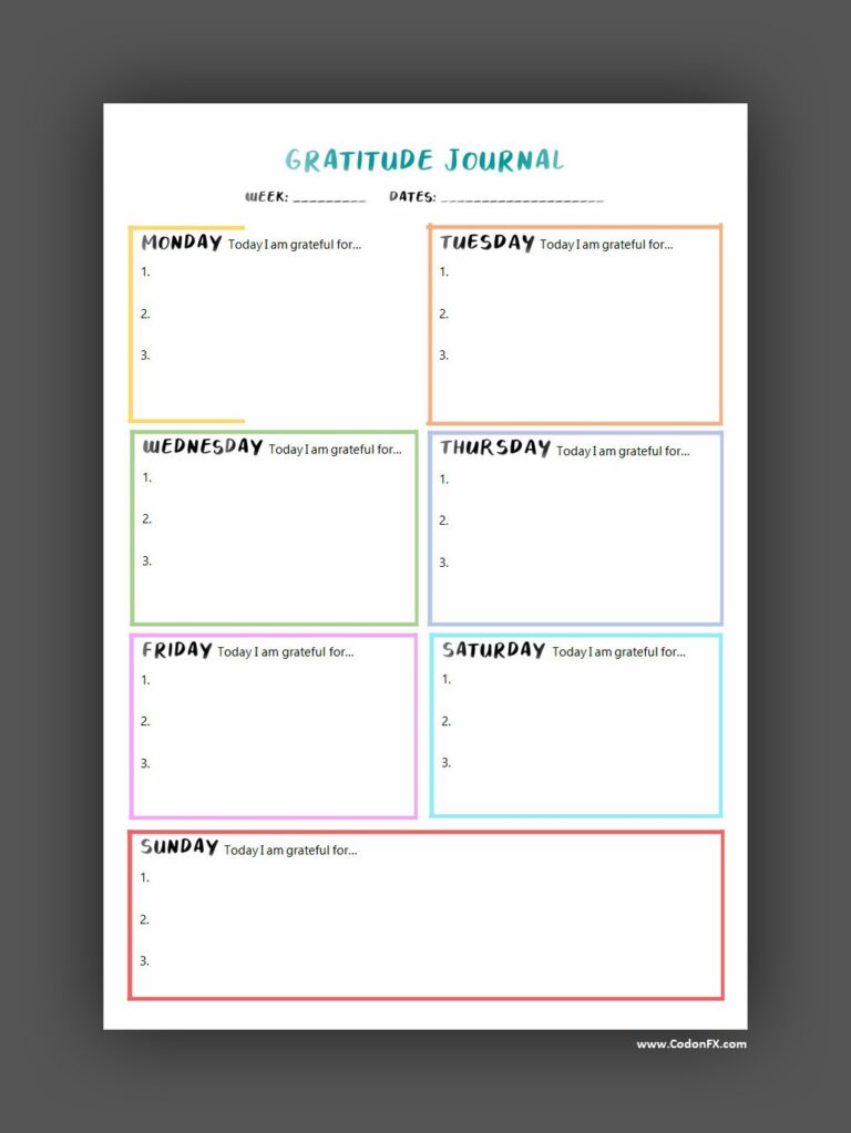 Free Printable Gratitude Journal Template