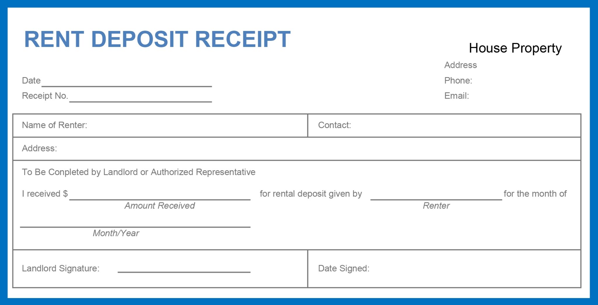 House Rent Receipt Template