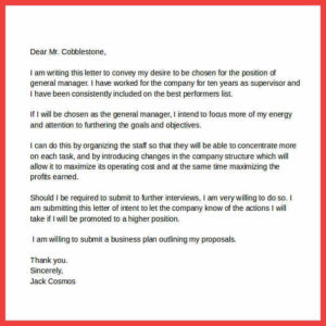 Letter of Intent for Promotion (Word)