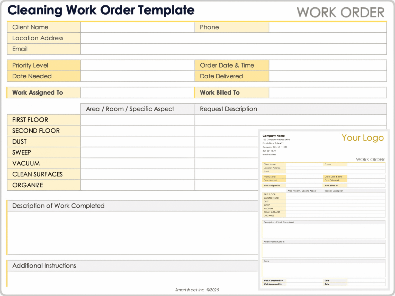 Printable Maintenance Work Order Template