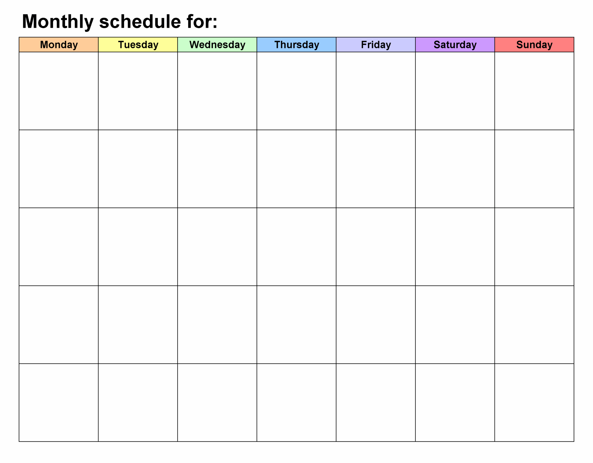 Free Printable Monthly Schedule Template