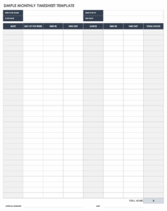 Free Printable Monthly Timesheet Template