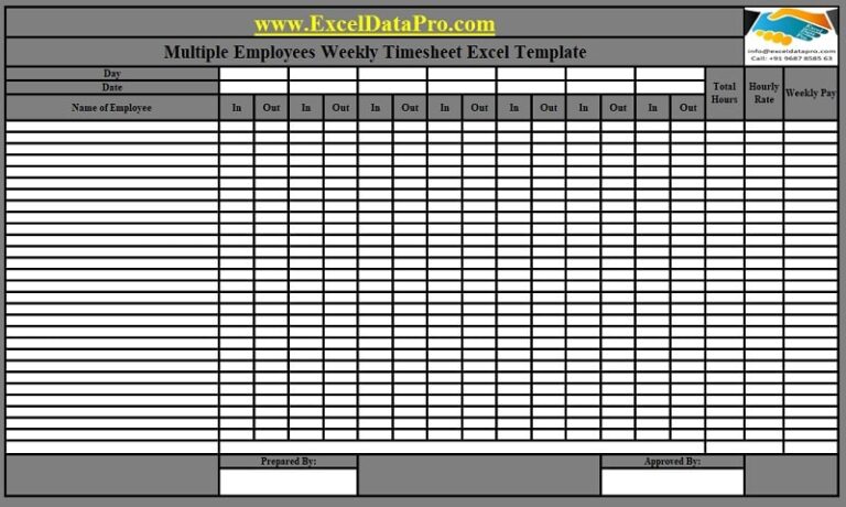 Free Printable Multi Employee Timesheet Template