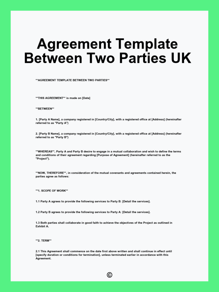 Mutual Agreement Template Between Two Parties
